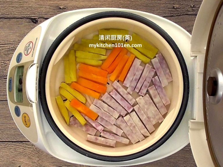 Taro Sweet Potato Nian Gao Spring Rolls - MyKitchen101en.com