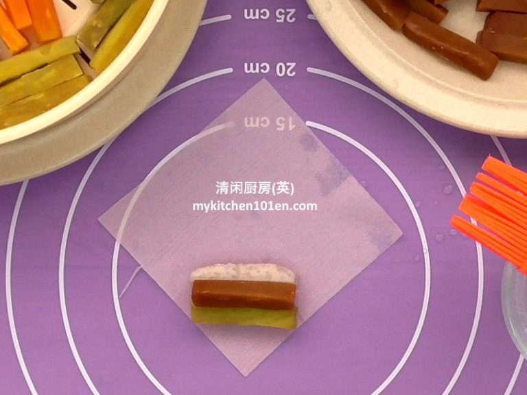 Taro Sweet Potato Nian Gao Spring Rolls - MyKitchen101en.com