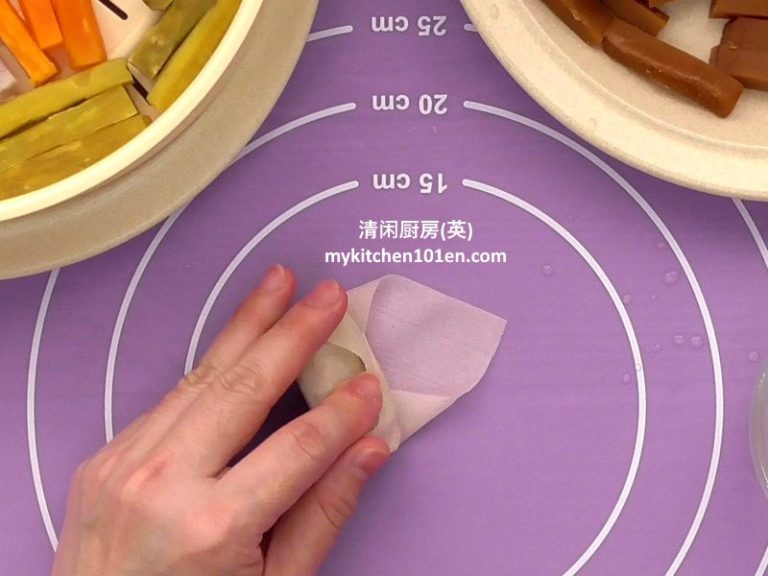 Taro Sweet Potato Nian Gao Spring Rolls - MyKitchen101en.com