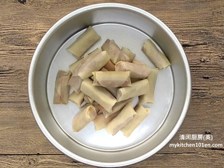 Taro Sweet Potato Nian Gao Spring Rolls - MyKitchen101en.com
