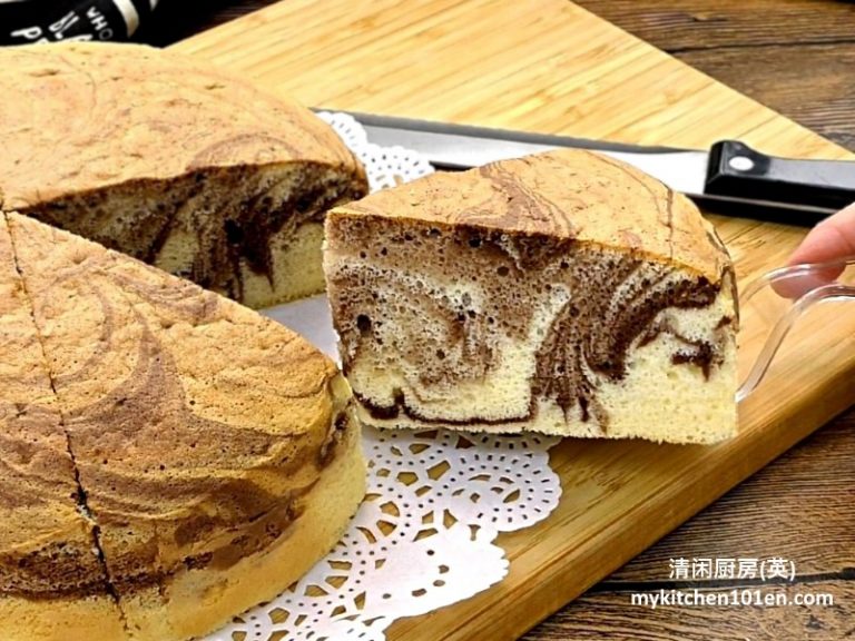 Beautiful Marble Sponge Cake Recipe - MyKitchen101en.com