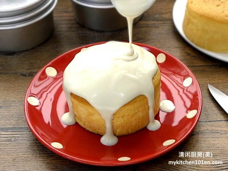 Lemon Sponge Cake with Cream Cheese Cream Topping - MyKitchen101en.com