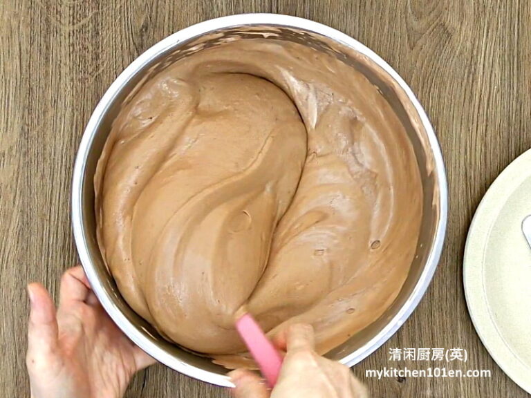 Rich Chocolate Chiffon Cake with Chocolate Chips - MyKitchen101en.com